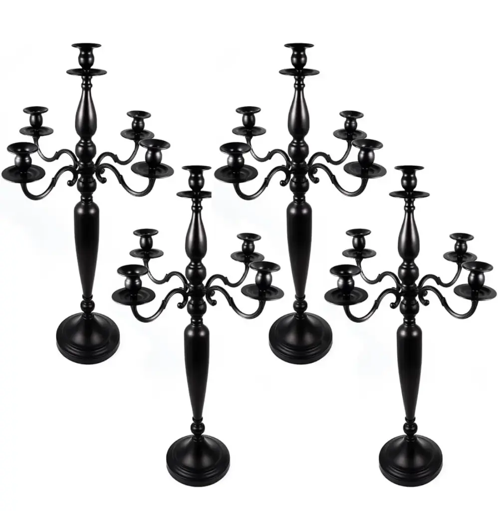 Centerpiece-Black Candelabras | Unique Touch Events, LLC